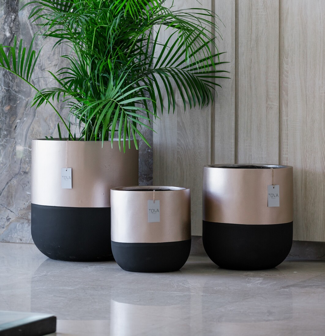 Fiber Glass Metallic Pot 3 pieces Set - Tova Designs